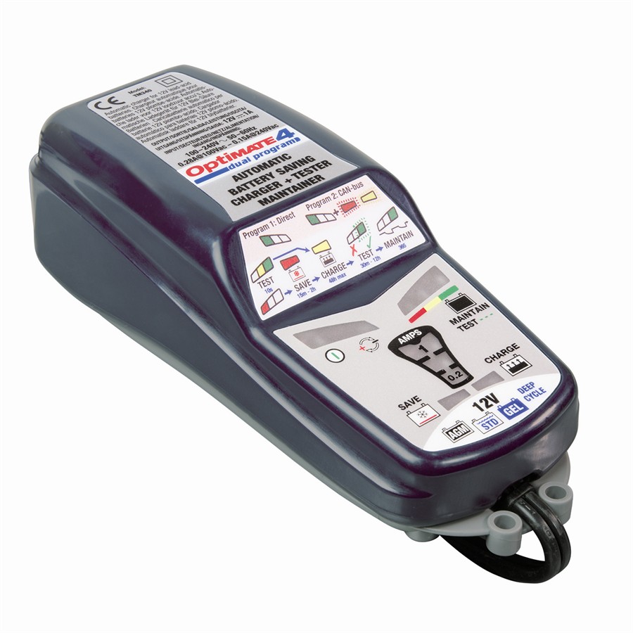 Batterijlader moto Optimate 4 TECMATE 12V 1A : Auto5.be